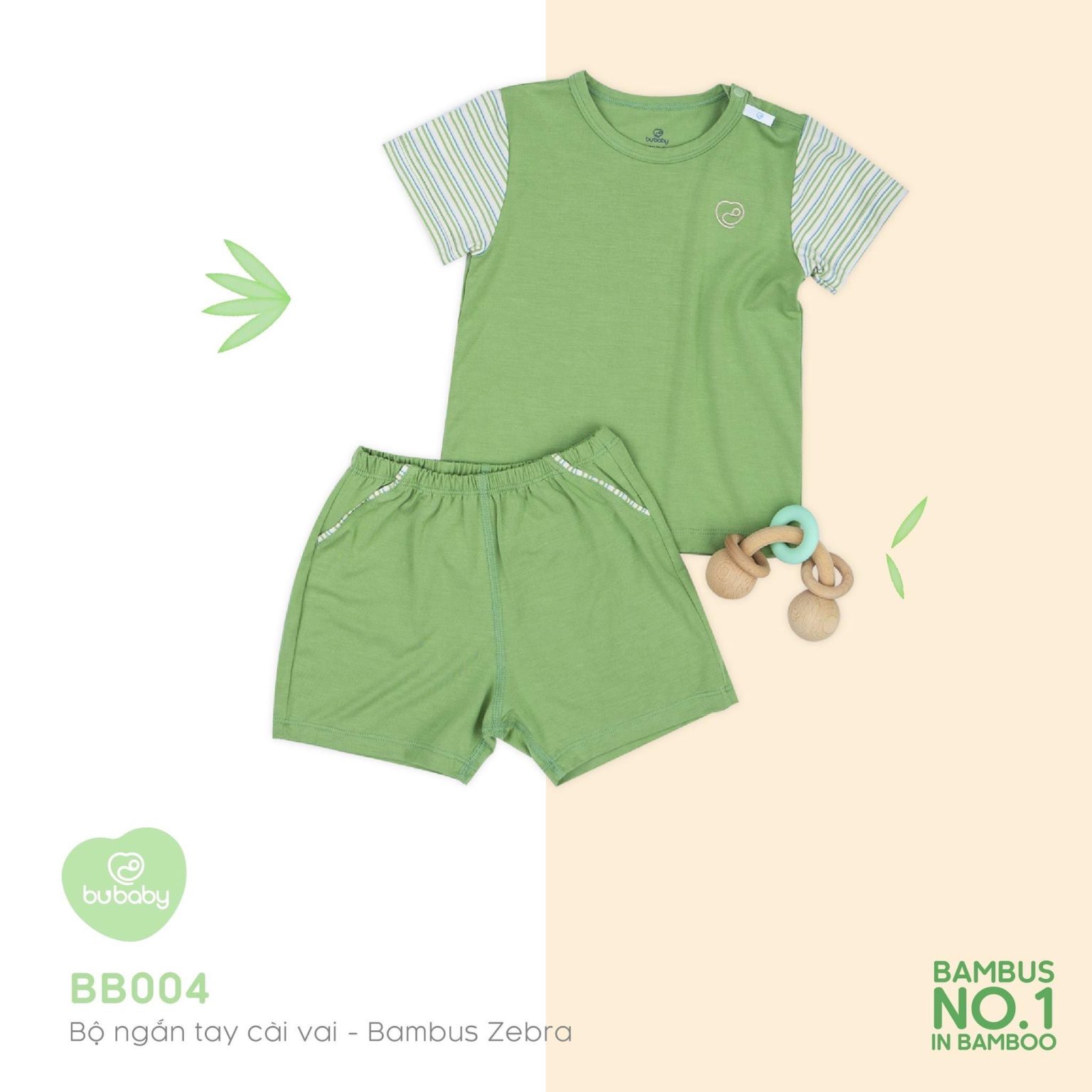 BUBABY-BỘ CÀI VAI NGẮN TAY _ XANH LÁ - MomMomCare.Com - Baby, Kid and Mom.