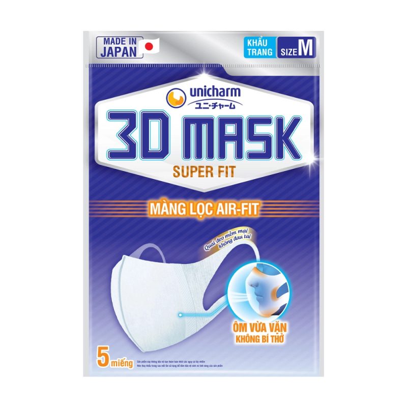 Khẩu trang siêu thoáng khí Unicharm 3D Mask Super Fit (Gói 5 miếng) - MomMomCare.Com - Baby, Kid ...